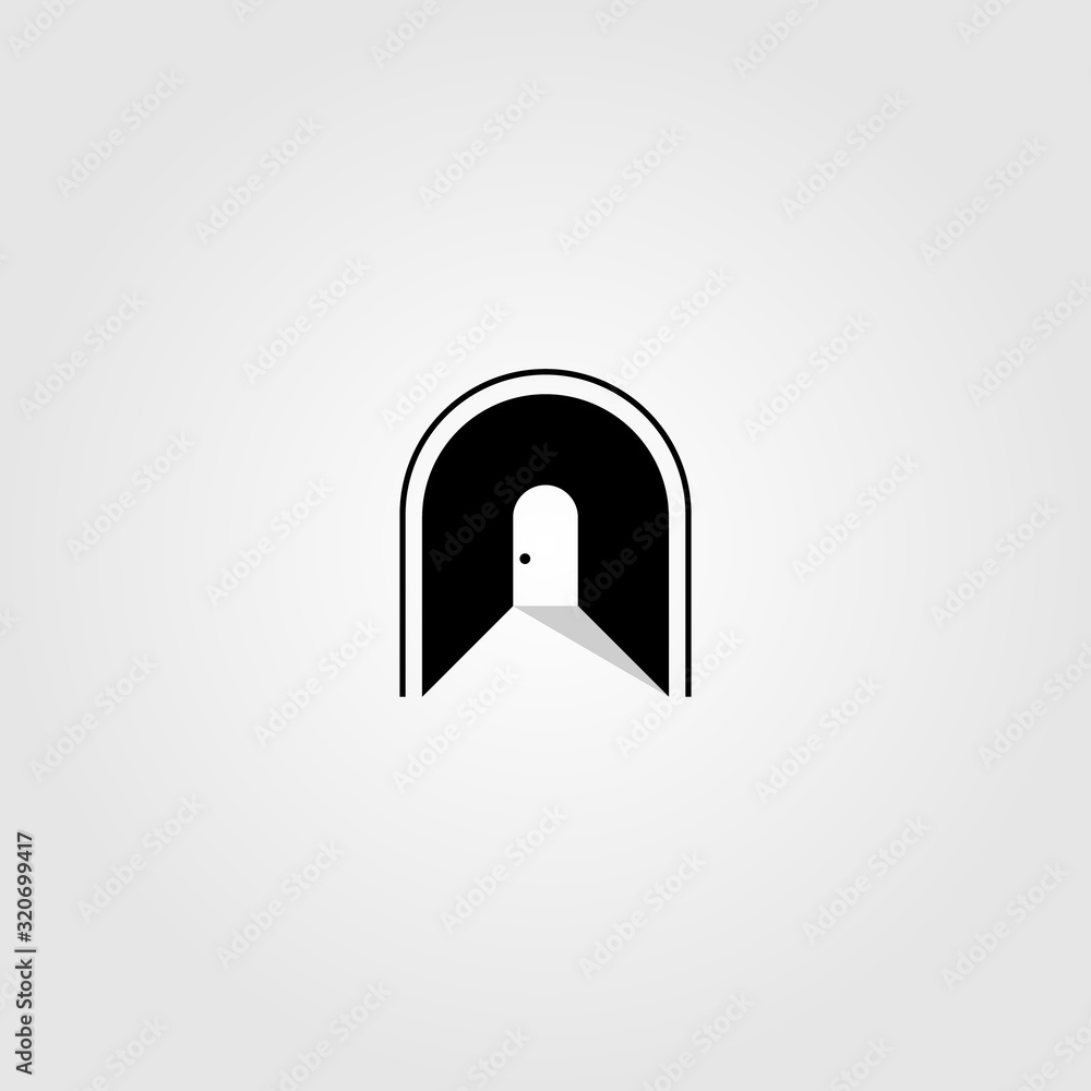 abstract door logo in the hallway curve vector illustration design ...