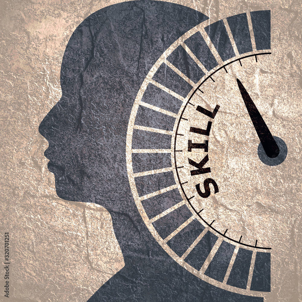 Scale with arrow. The skill level measuring device icon. Sign ...