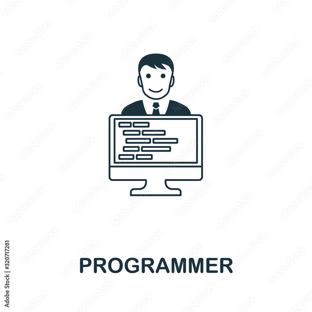 Programmer Line Icon Thin Design Style From Programmer Icon Collection Simple Programmer Icon