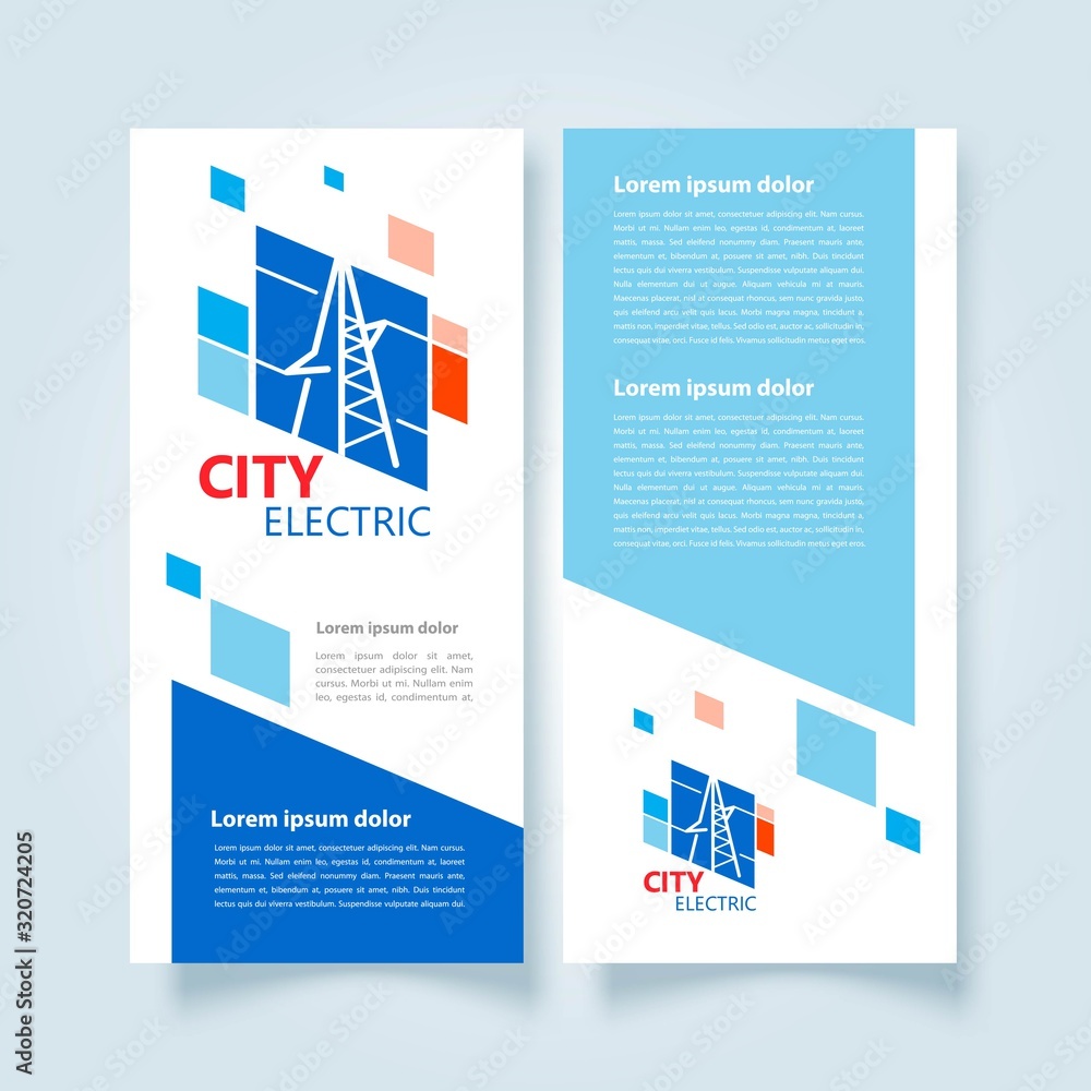 Flyer City Electric, high voltage power lines theme. Cover design ...