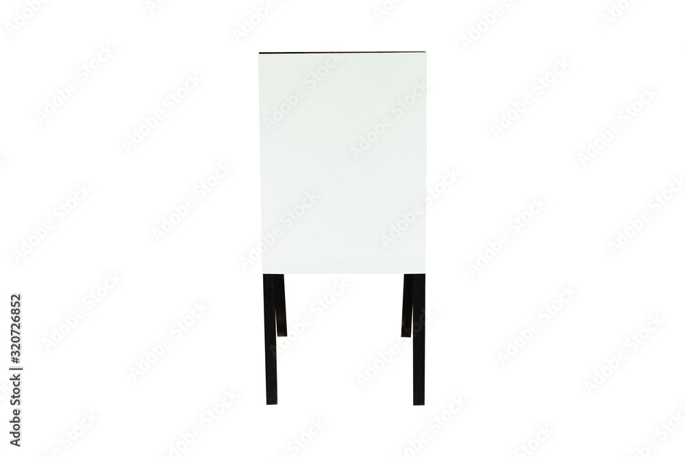 empty white sign board standy isolated on white background with ...