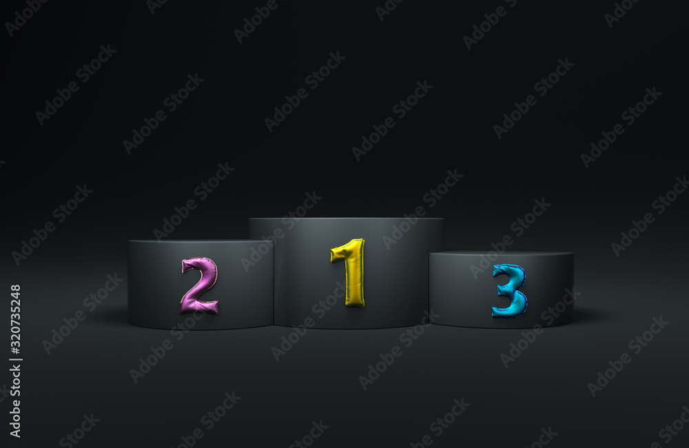 All in black podium or platform with numbers backgroundt. Pastel ...