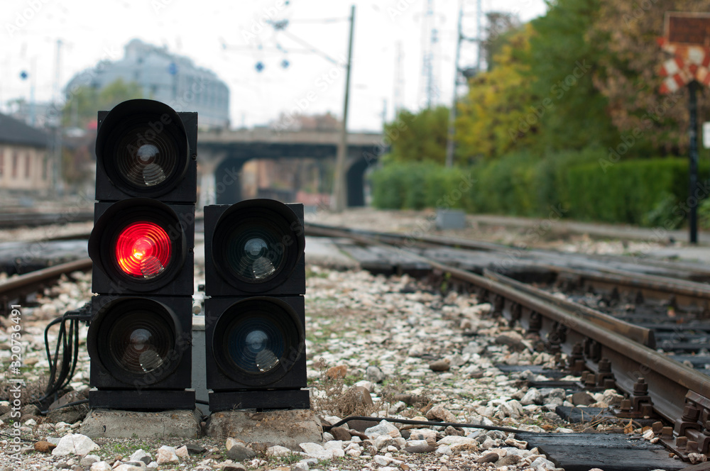 Traffic light shows red signal Stock Photo | Adobe Stock
