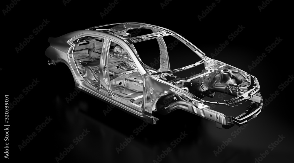 Illustrazione Stock Side view of production sedan car stainless steel ...
