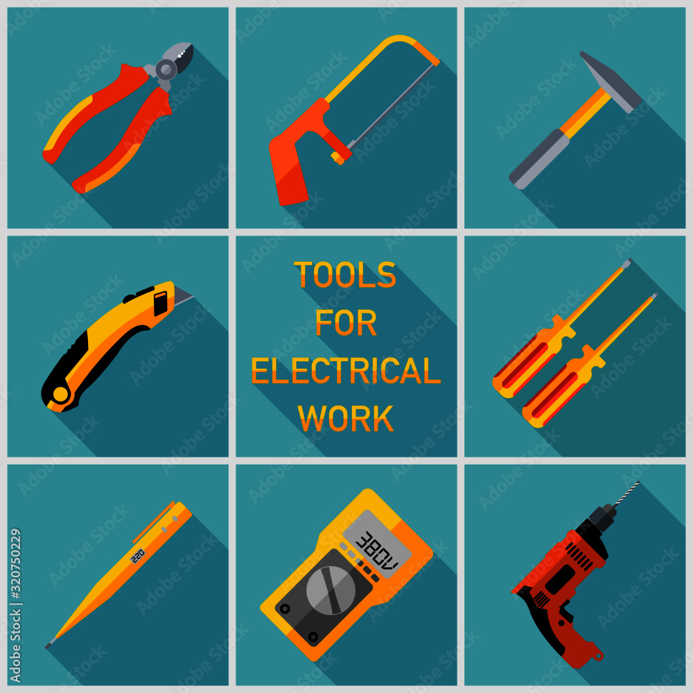 Stock vector illustration set isolated icons,tools for electrical works ...