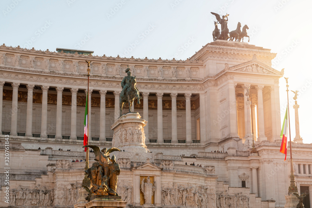 Monument of Victor Emmanuel II, Venezia Square at sunset, Rome, Italy ...