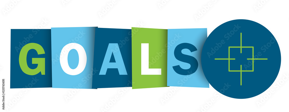 GOALS colorful vector typography banner with target symbol Stock Vector ...