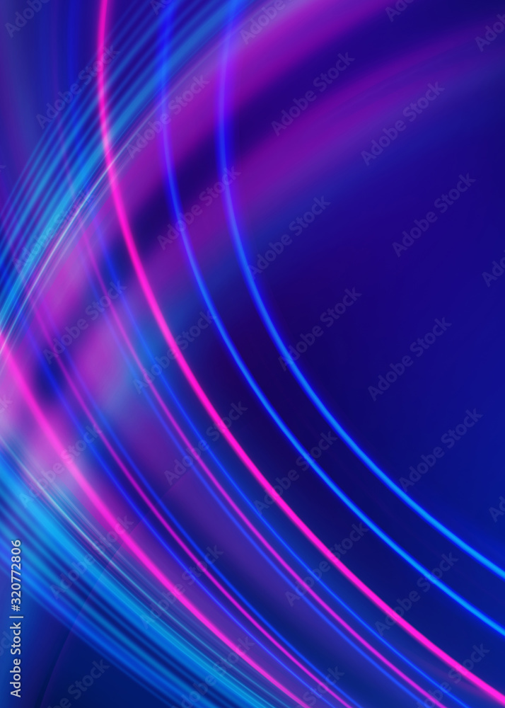 Dark blue abstract background with ultraviolet neon glow, blurry light ...