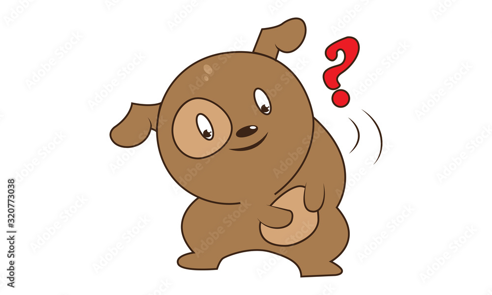 Vector cartoon illustration of the dog with question mark. Isolated on ...