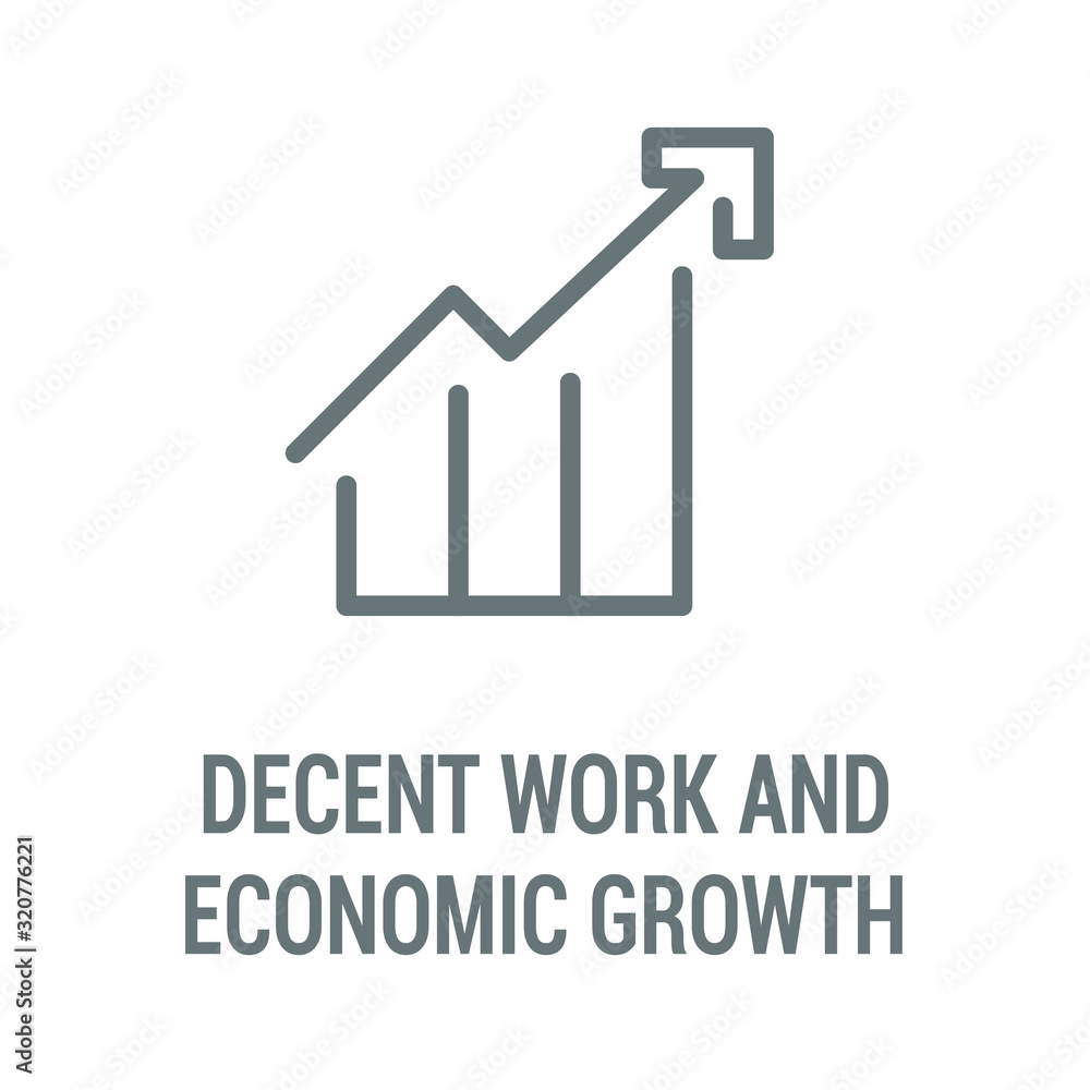 Decent work and economic growth black icon. Corporate social ...