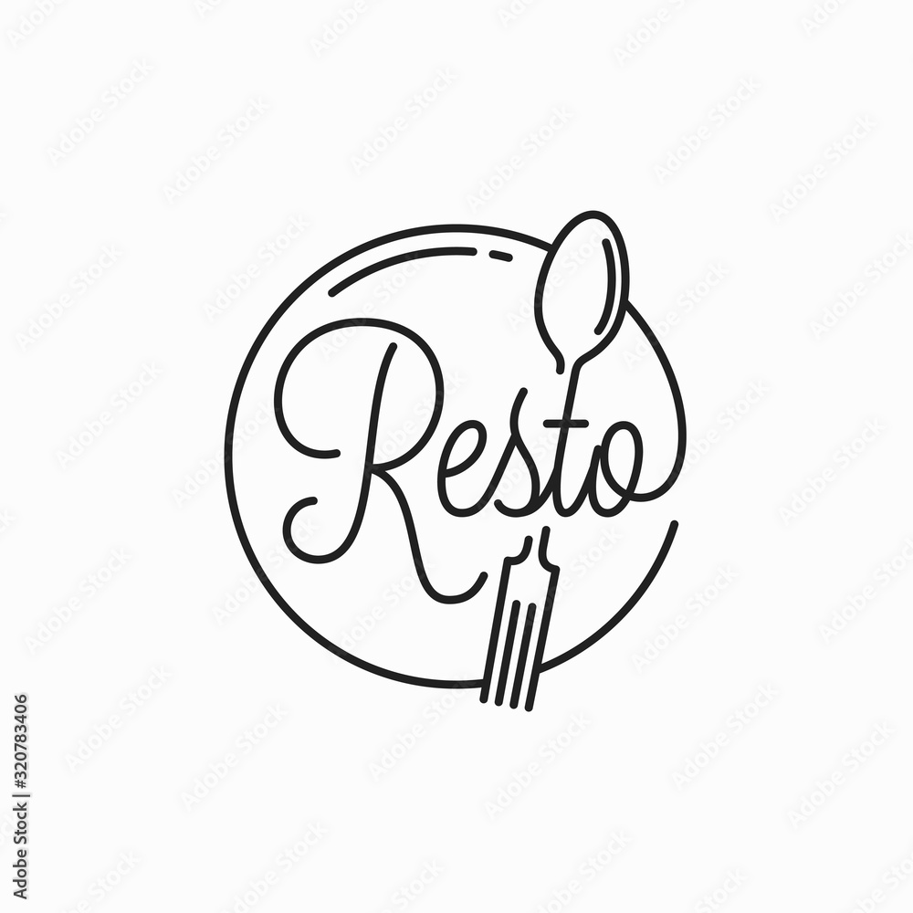 Resto simple logo. Round linear of resto Stock Vector | Adobe Stock