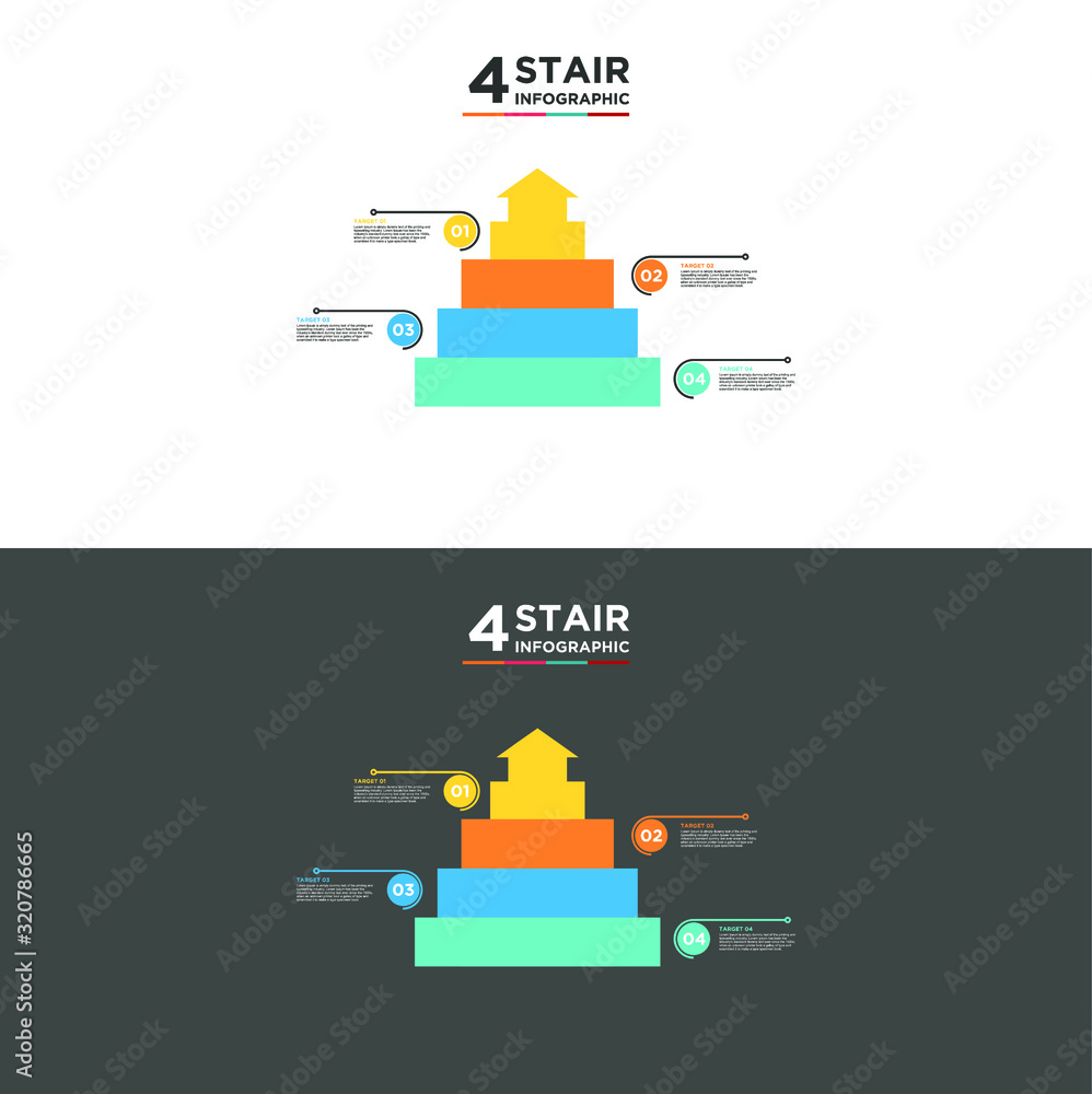 4 stair step timeline infographic element. Business concept with four ...