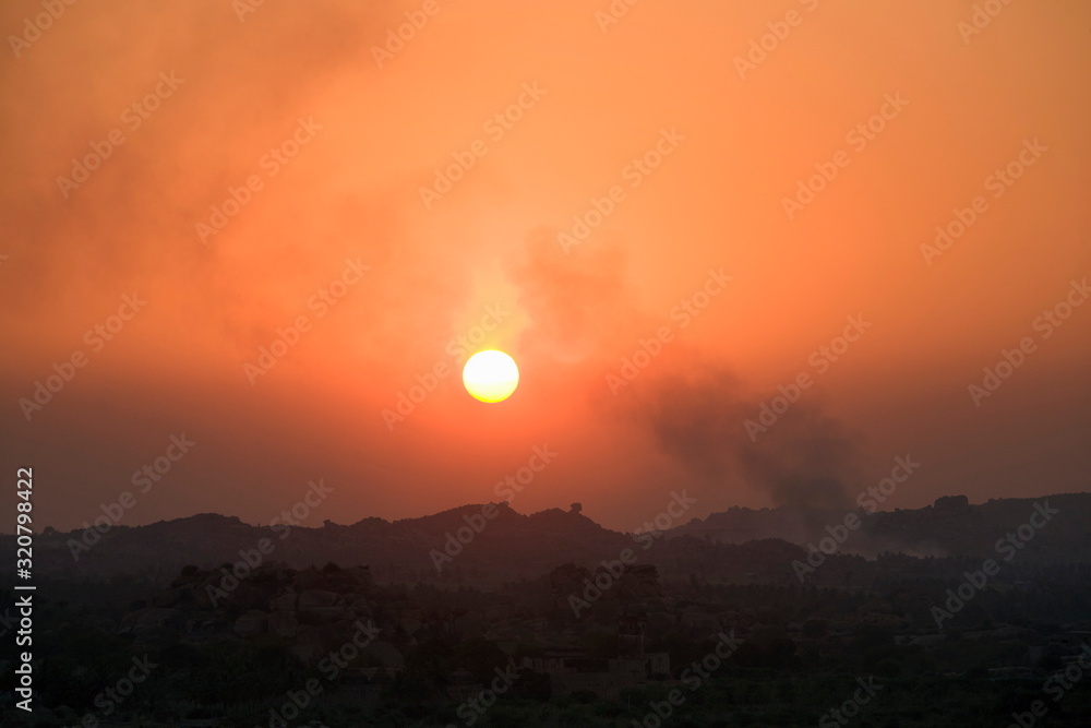 Sunset view from sunset point at Hampi karnataka Stock Photo | Adobe Stock