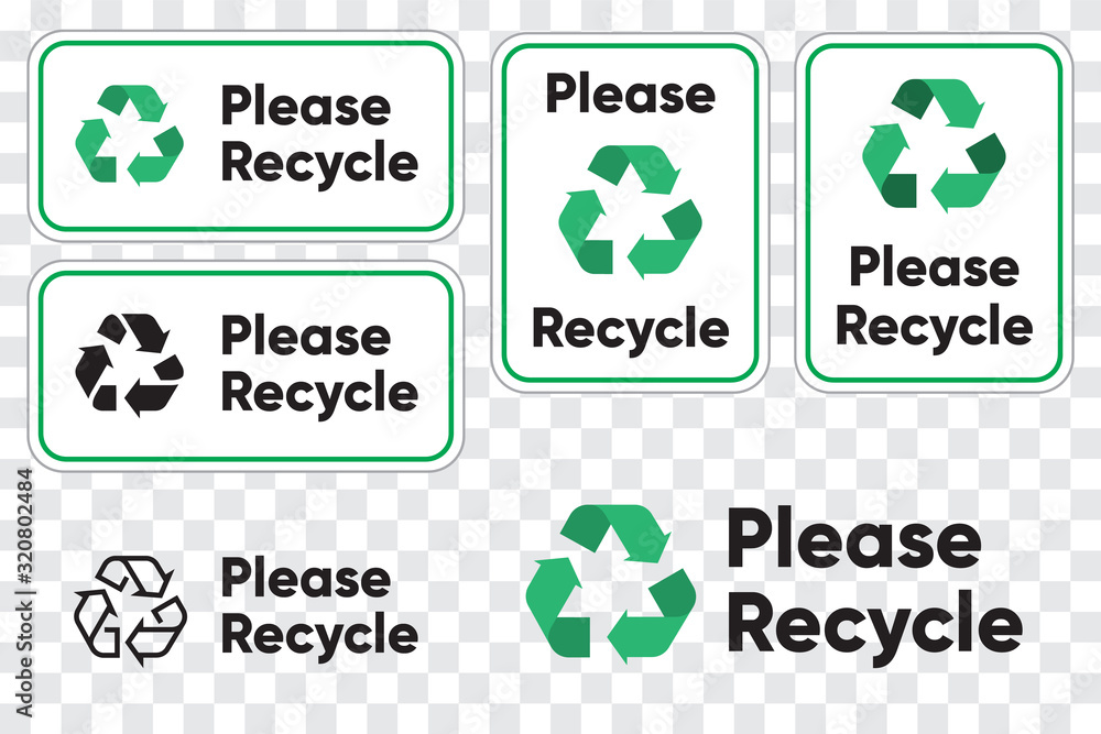 Please Recycling Sign for Public Places. Recycle Green Arrows Pictogram ...