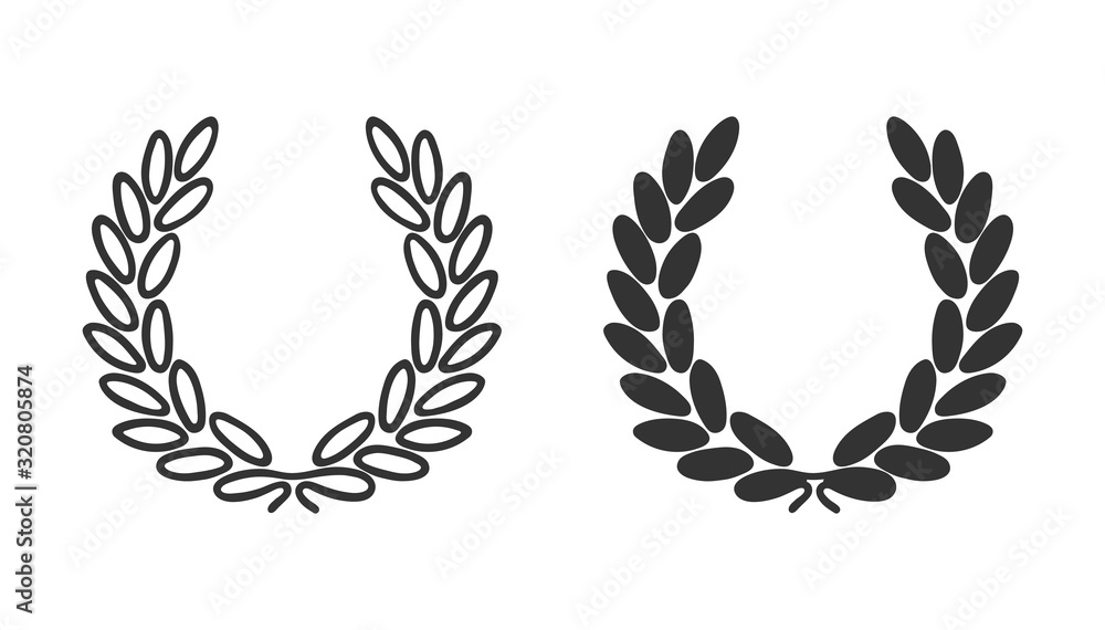 Laurel wreath icon. Symbol of victory, triumph and success. Black award ...