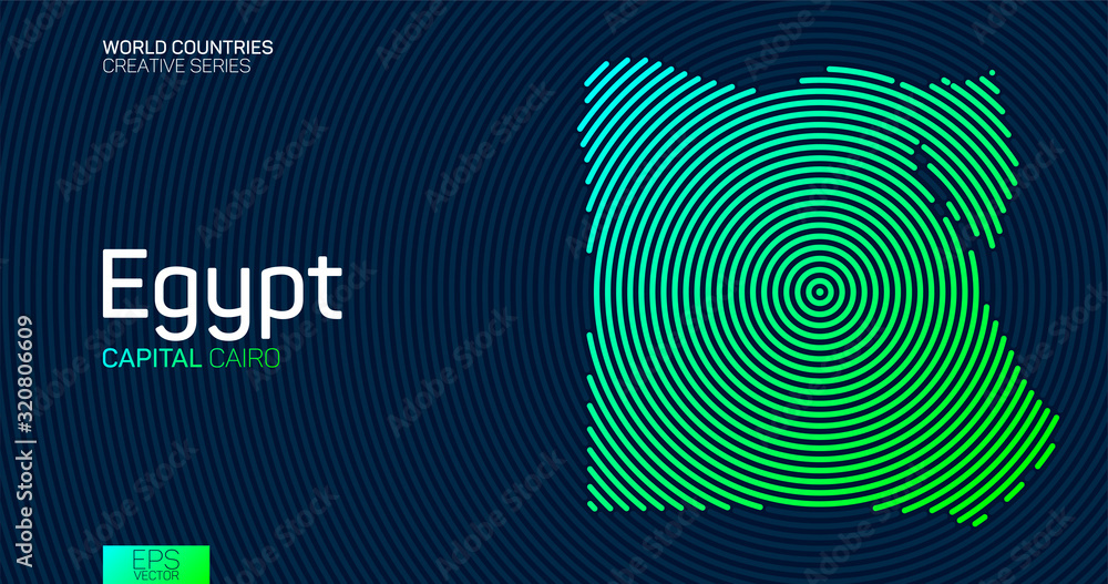 Abstract map of Egypt with circle lines Stock Vector | Adobe Stock