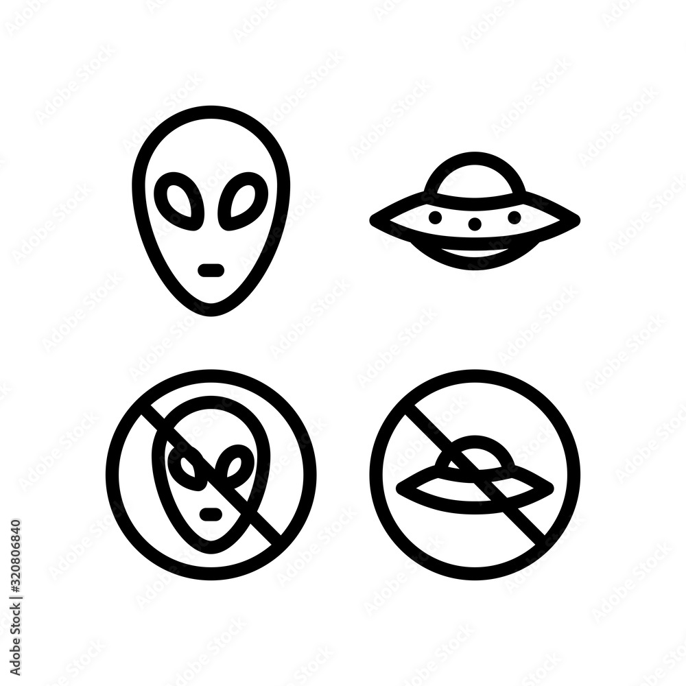 Alien & UFO Icon. Science Icon Set Vector Logo Symbol. Stock Vector ...