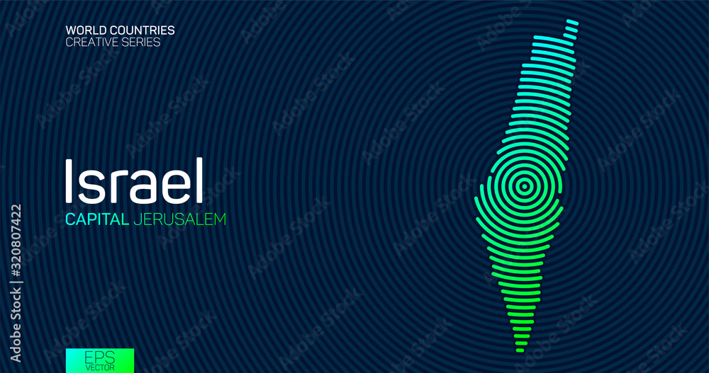 Abstract map of Israel with circle lines Stock Vector | Adobe Stock