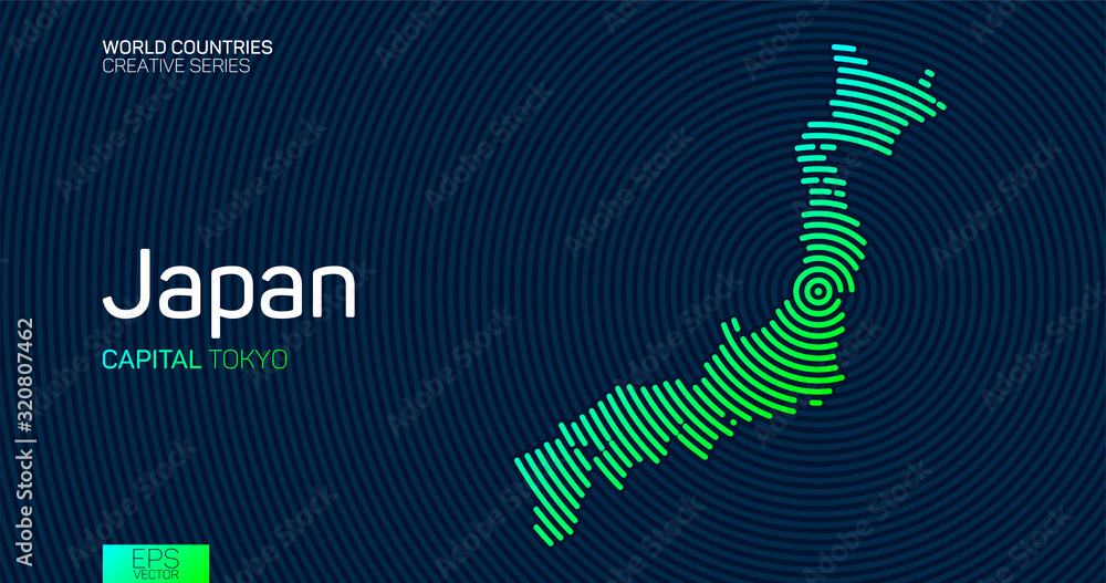 Abstract map of Japan with circle lines Stock-Vektorgrafik | Adobe Stock