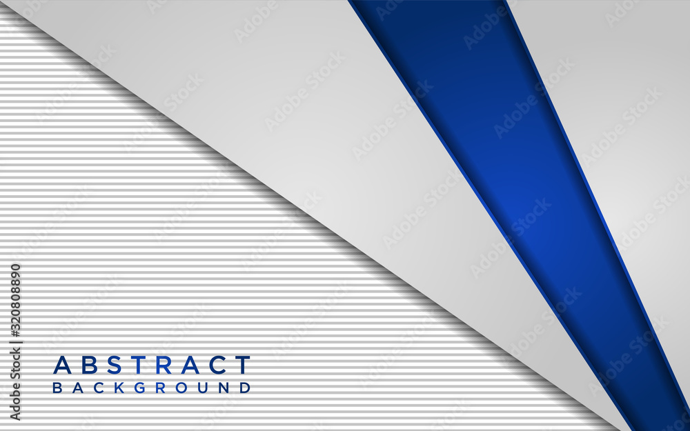 Abstract white and blue background with overlap layers and line texture ...