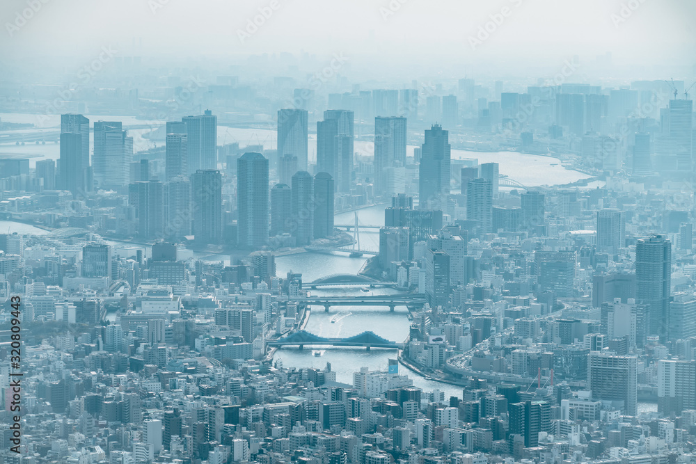 dust during daytime in a very polluted city - in this case Tokyo, Japan ...