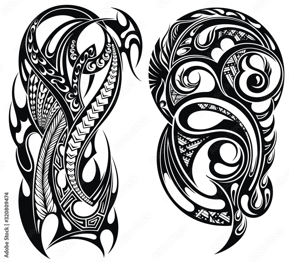Tribal Tattoo Design Elements Set Stock Vector | Adobe Stock
