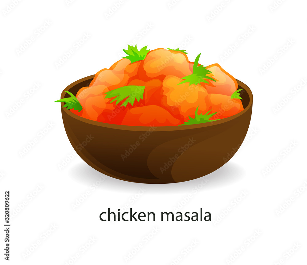 Traditional indian dish chicken masala slices of fried chicken with ...