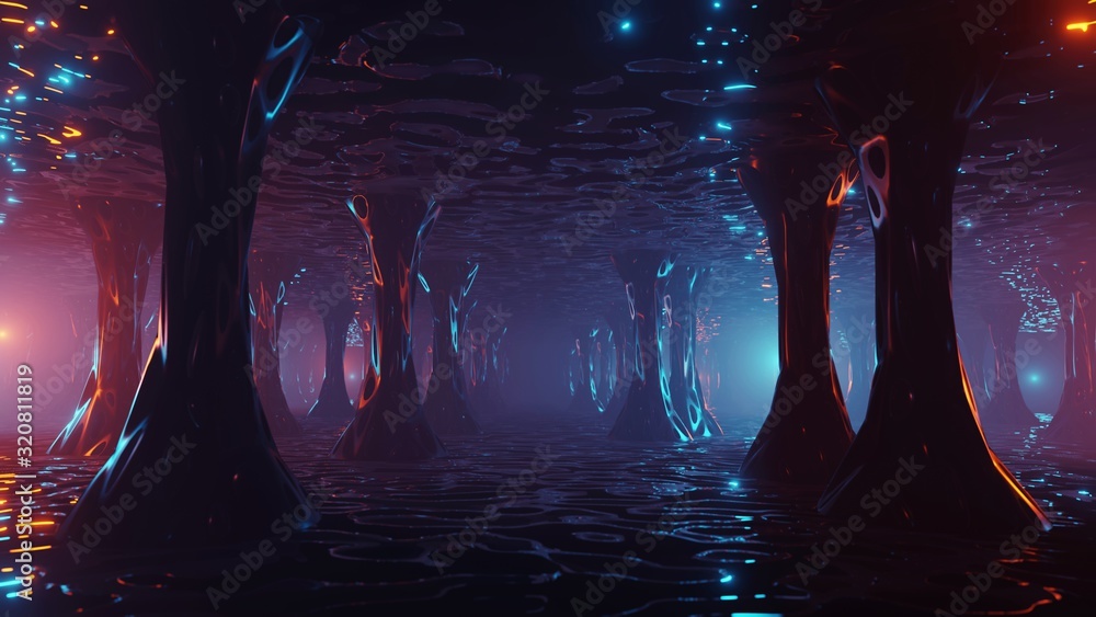 Sci Fi Futuristic Fantasy Strange Alien Structure, 3D rendering Stock ...