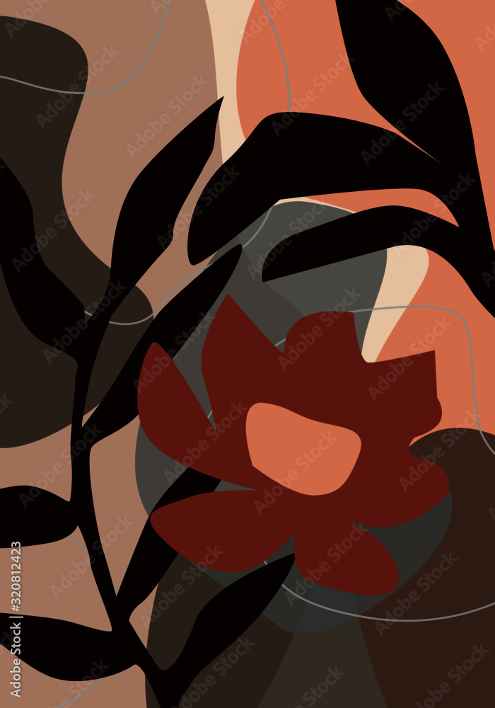 Modern abstract art design with organic shapes. Contemporary collage ...