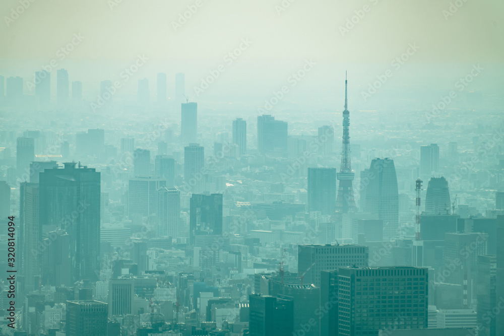 dust during daytime in a very polluted city - in this case Tokyo, Japan ...