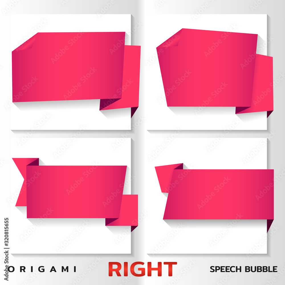 Pink origami paper banners for side tag. Price tag template for catalog ...