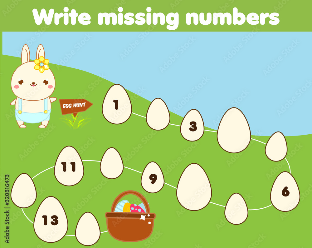 Mathematics educational game for children. Complete the row, write ...
