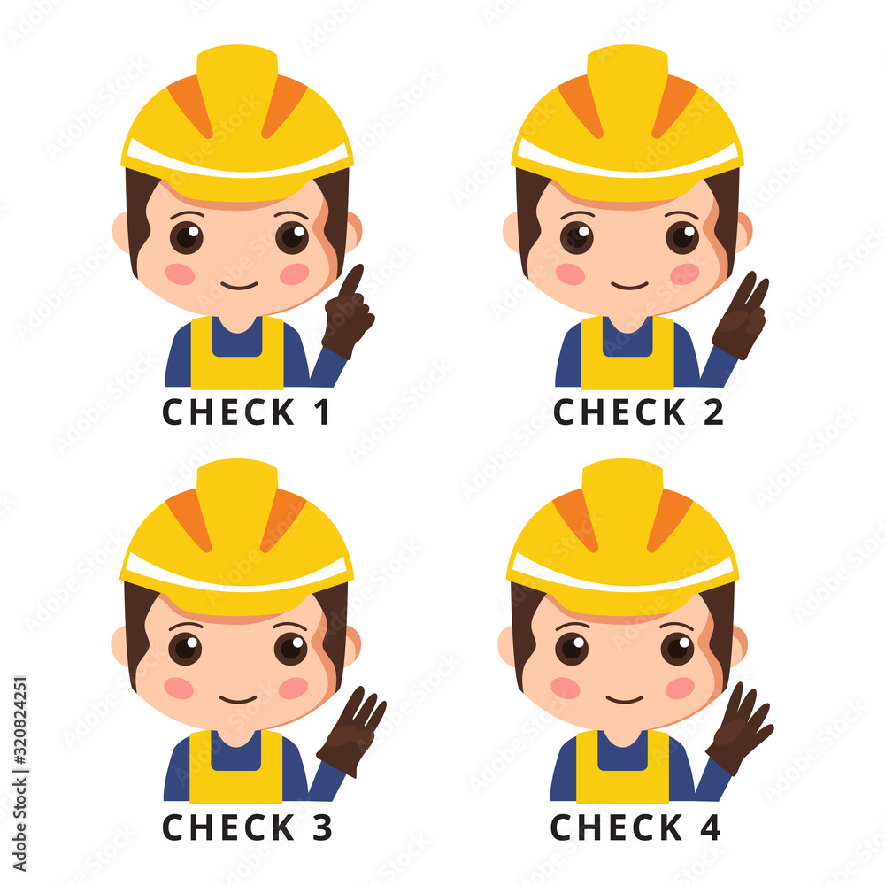 construction worker to check set.work safety. vector illustration Stock ...