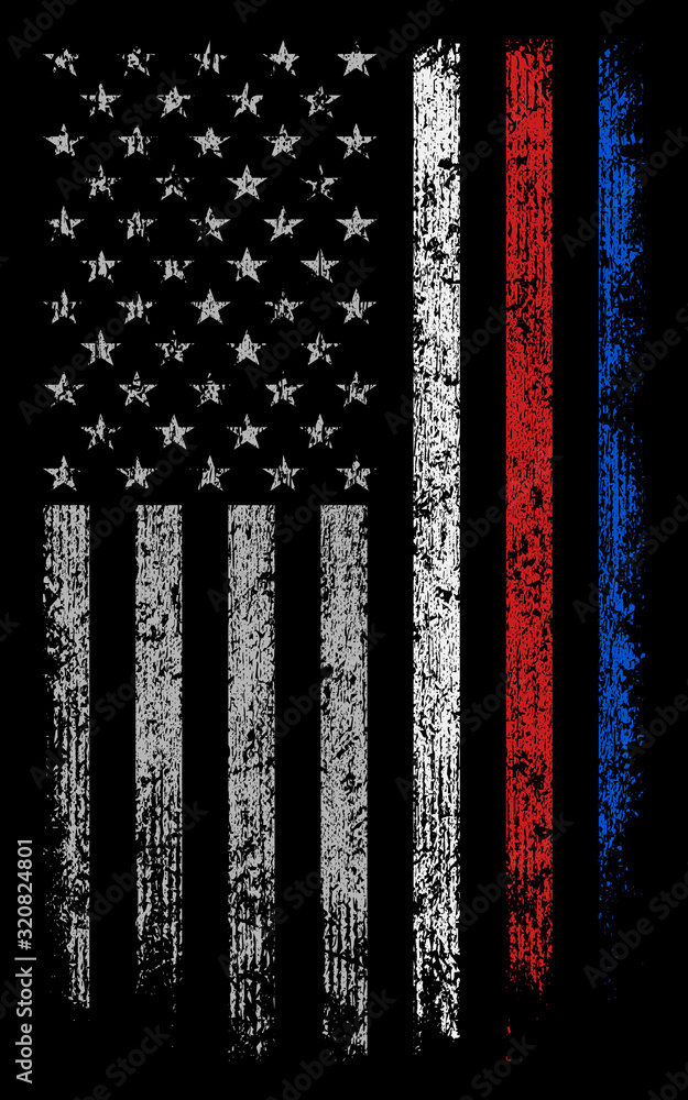 grunge usa firefighters, police flag vector design Stock Vector | Adobe ...