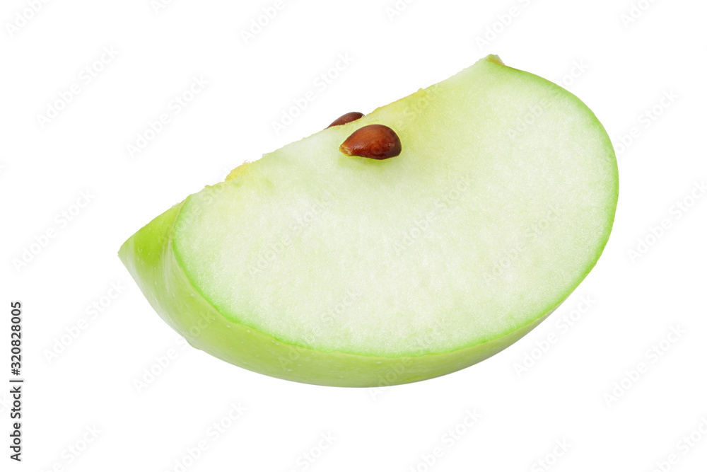 Green apple slice isolated on white background. cut of green apple ...