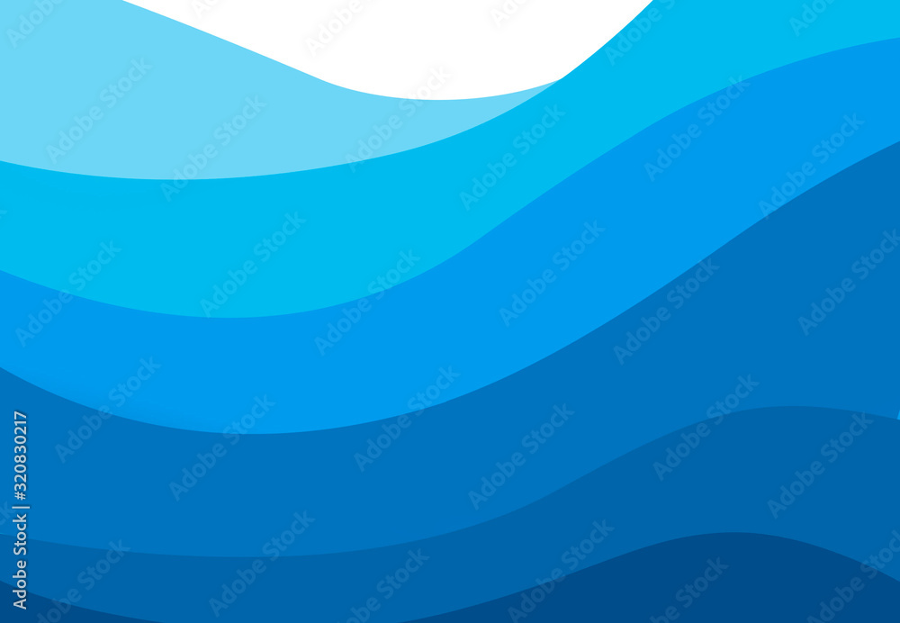 Blue water with waves in different tones with digital vector curves ...