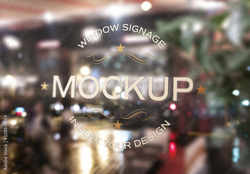 Window Signage Text Effect Mockup Stock Template | Adobe Stock