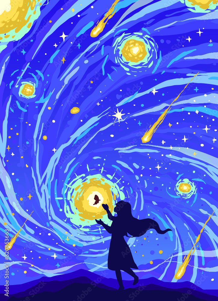 Reincarnation Past Life Van Gogh Style Flat Hand Drawing Illustration ...