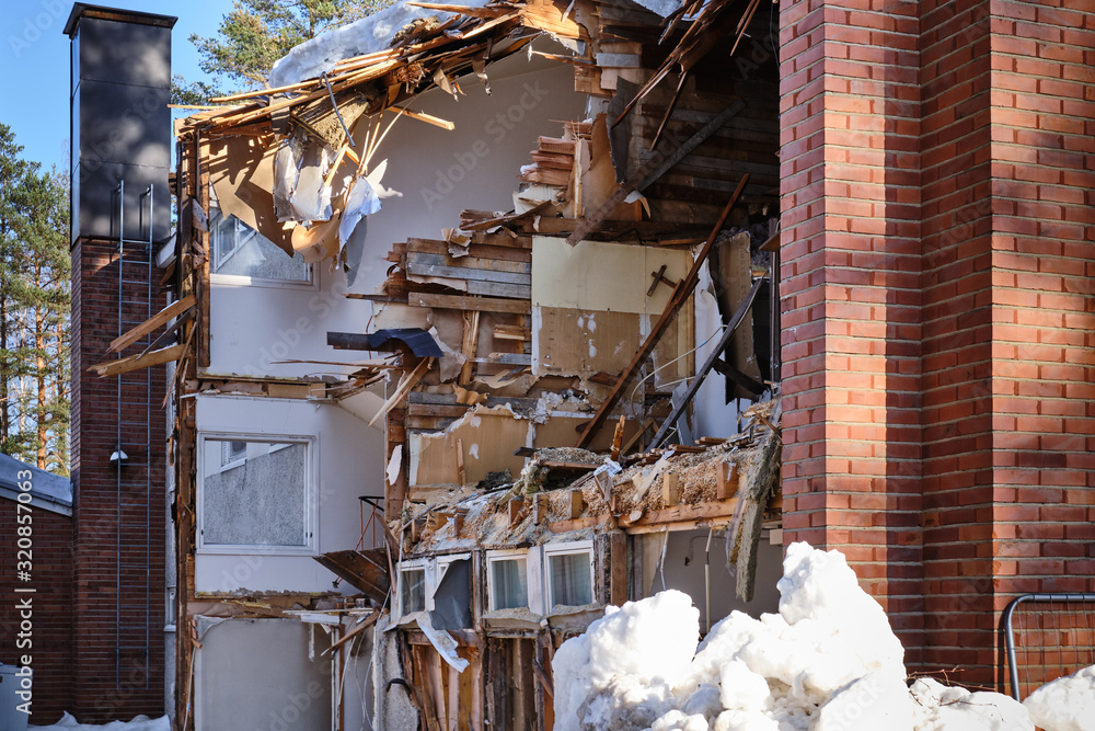 Dismantling an old house. Destroyed building. Stock Photo | Adobe Stock
