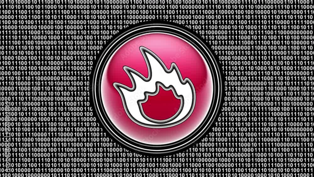 Flame Icon Binary Code Array Of Bits In The Screen Looping Footage Illustration Vídeo Do