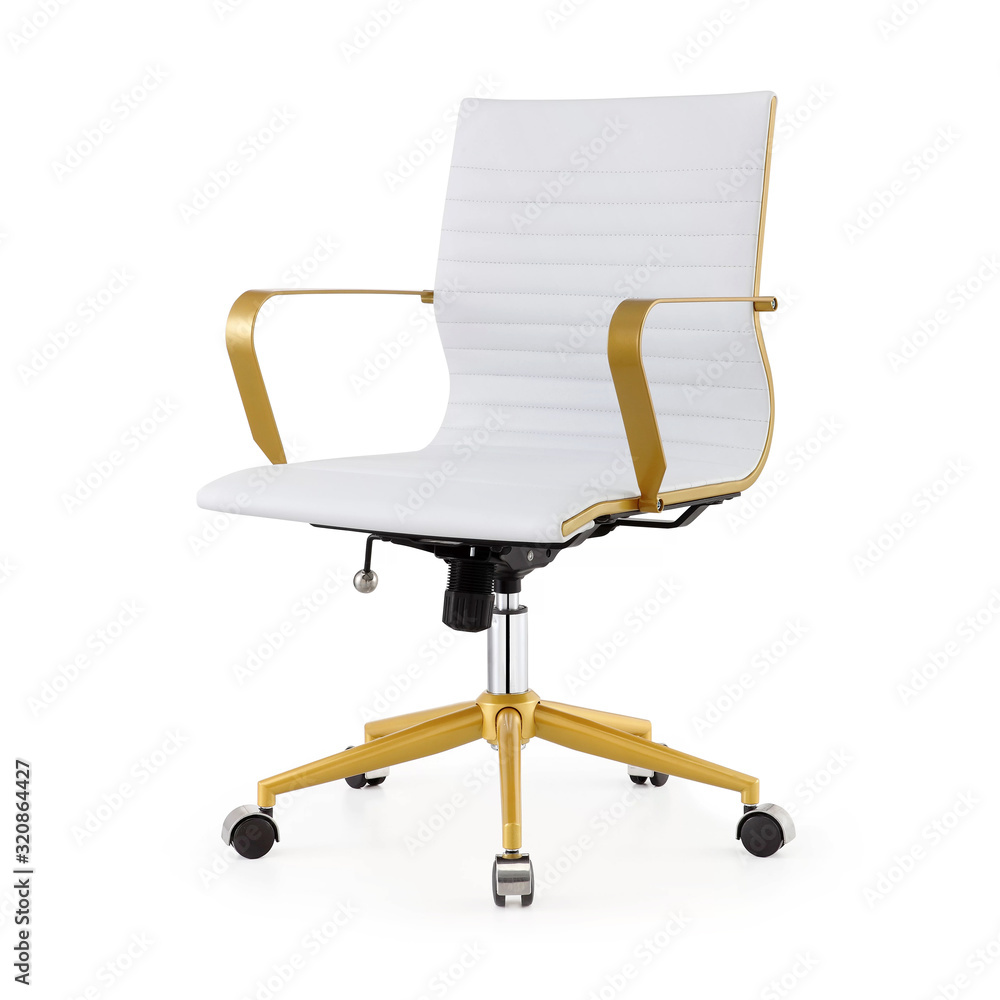 Low Back Office Chair Isolated on White Background. Side View of White ...