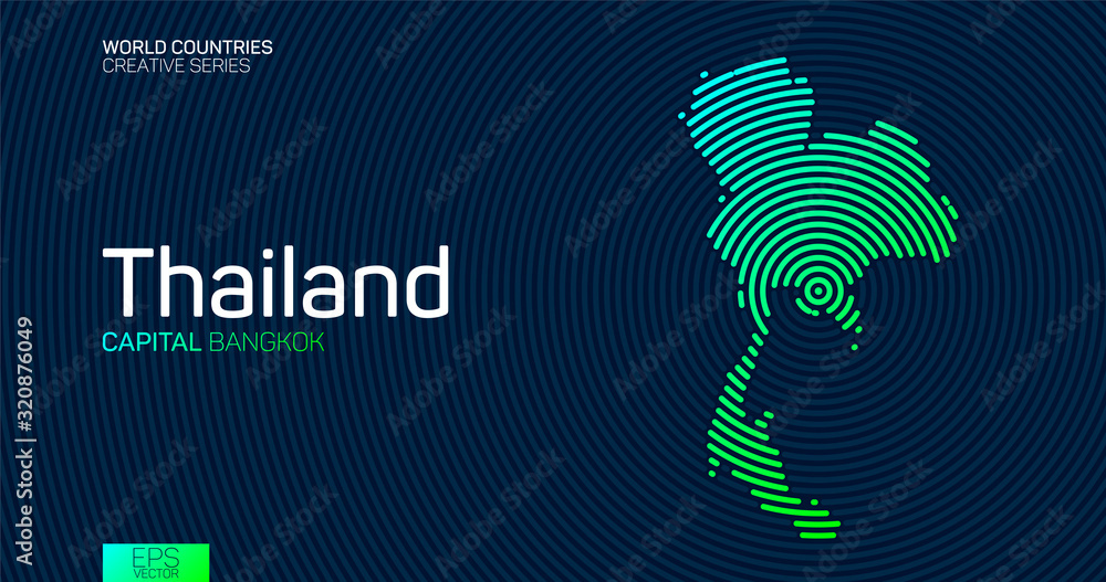 Abstract map of Thailand with circle lines Stock Vector | Adobe Stock