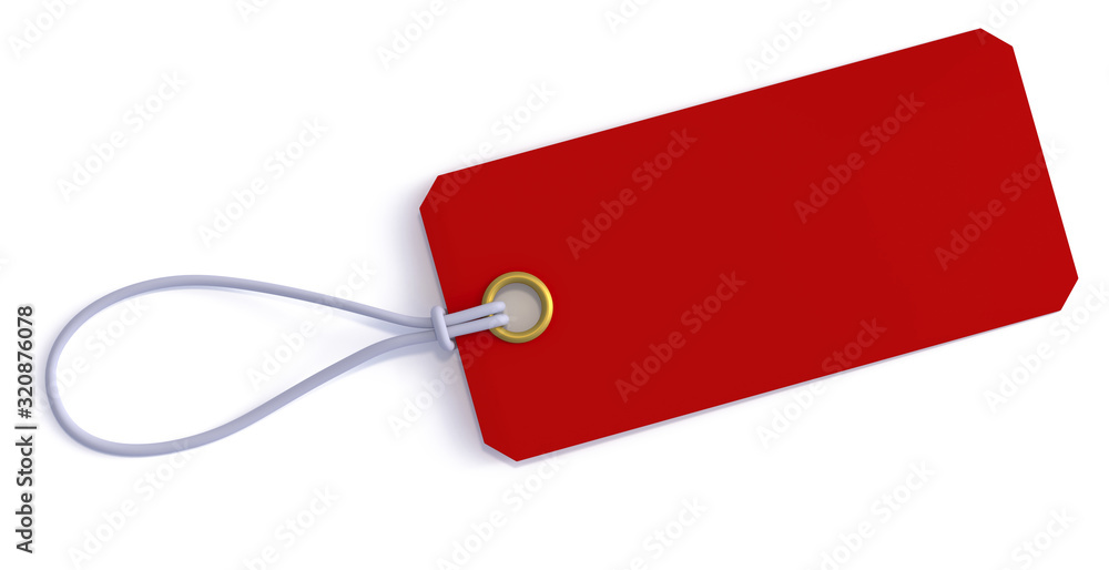 Red price tag with string 3d rendering Stock Illustration | Adobe Stock