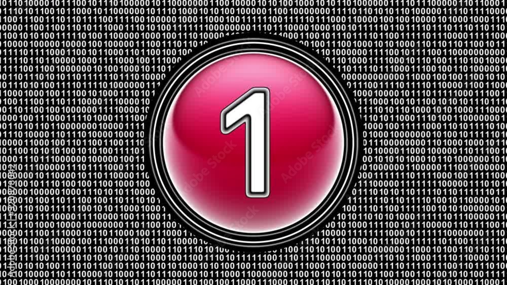 Number 1 icon. Binary code ( array of bits ) in the screen. Looping footage. Illustration. vídeo ...