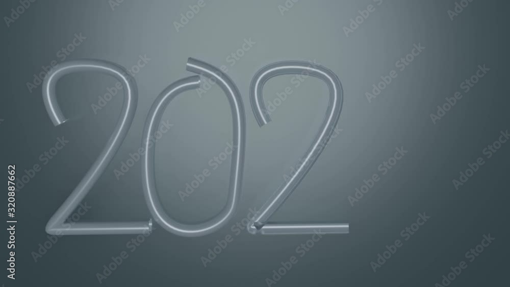 Vidéo Stock Animated Year 2020, silver numbers on dark gray background ...