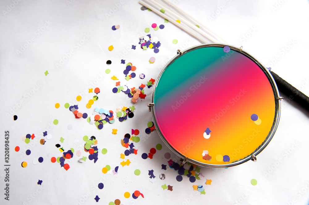 Traditional samba instrument, tambourine is used in the Brazilian ...