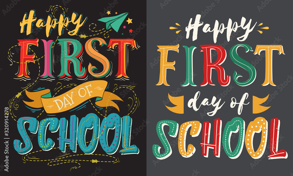 First day at school poster. Lettering vector illustration Stock Vector ...
