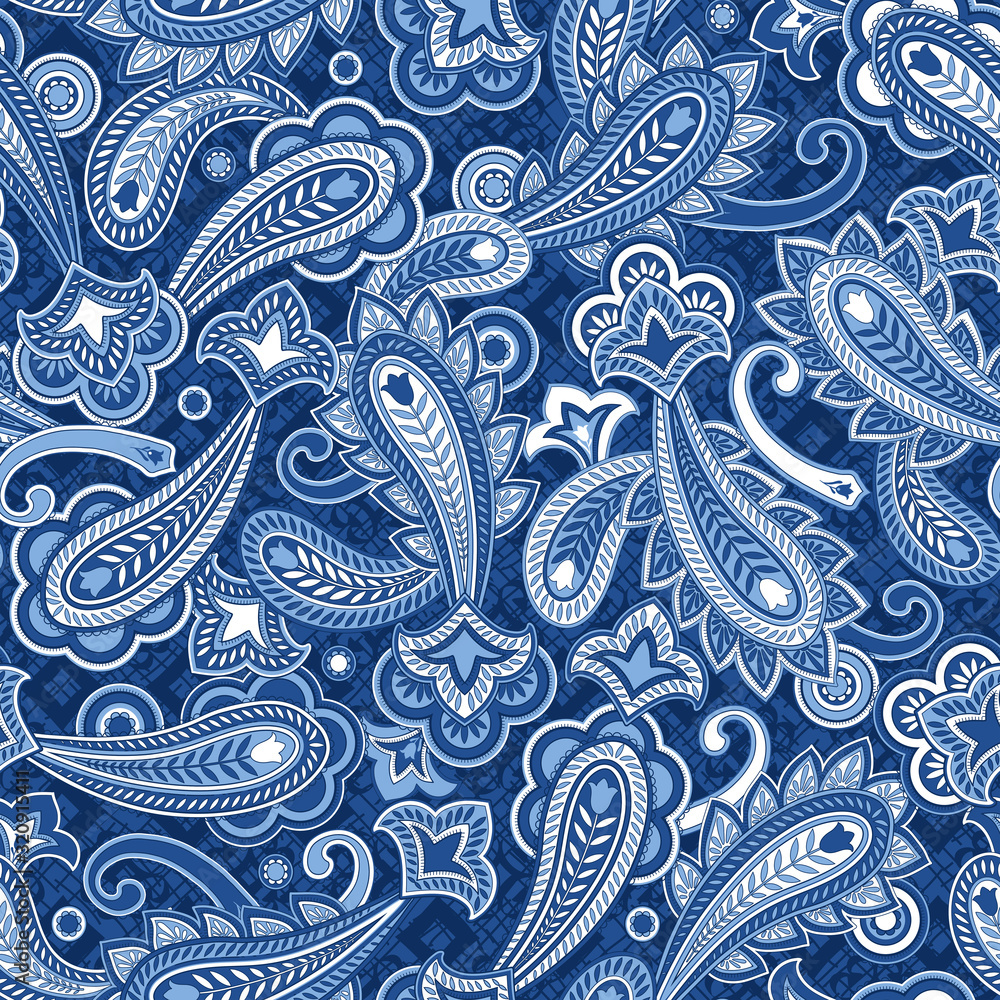 Seamlessly repeating paisley pattern wih textured background Stock ...