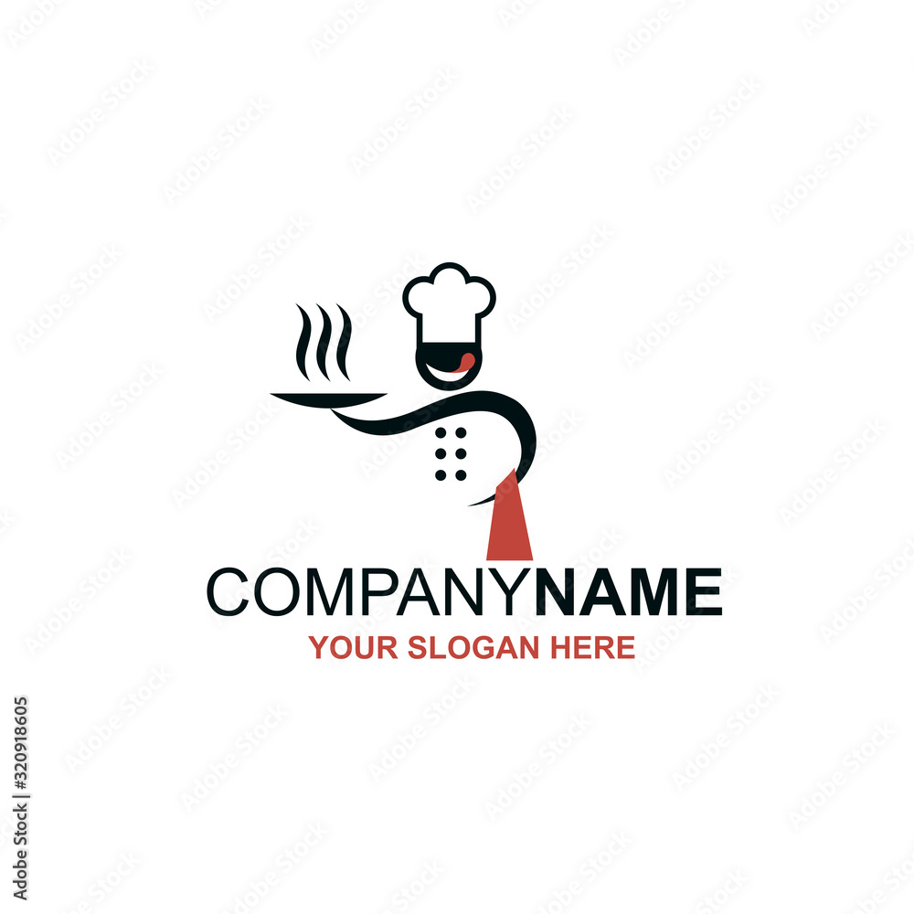 chef image with tray of food in hand isolated on white background Stock ...