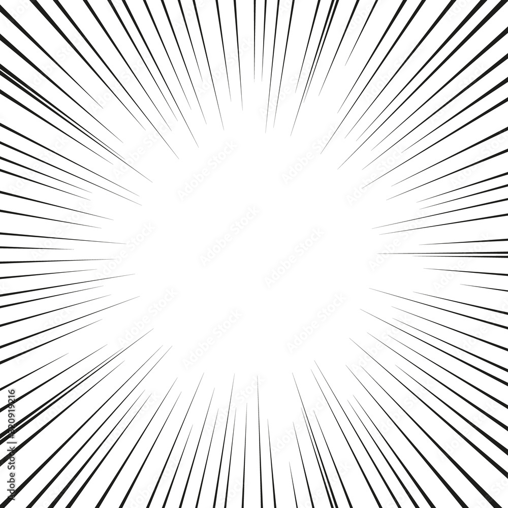 Vector black radial speed line burst for background design or cartoon ...